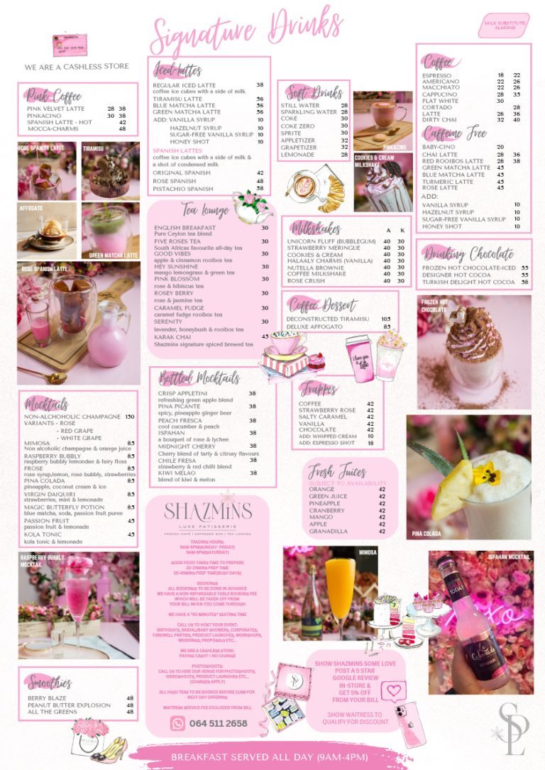 Menu – Shazmins Petite Patisserie